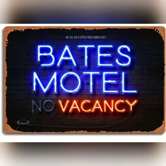 None | Wall Decor | New Vintage Bates Motel Neon Metal Tin Sign ...